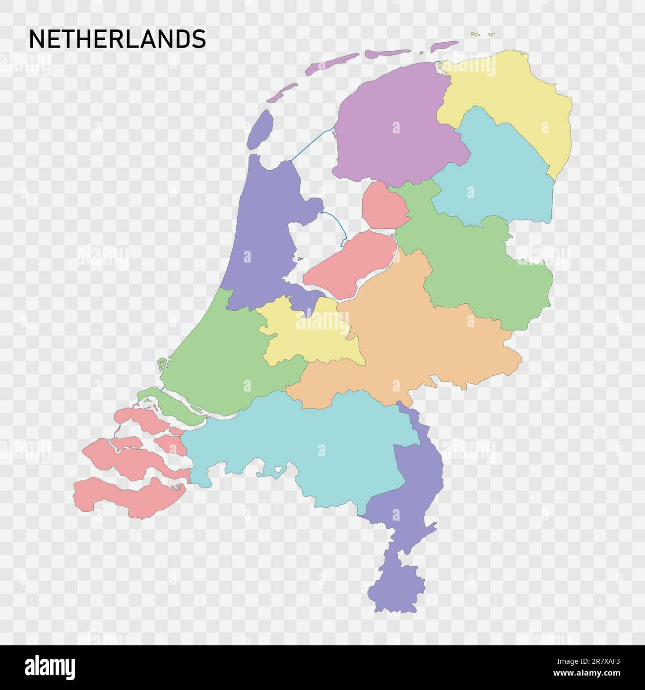 Isolated colored map of Netherlands with borders of the regions Stock ...