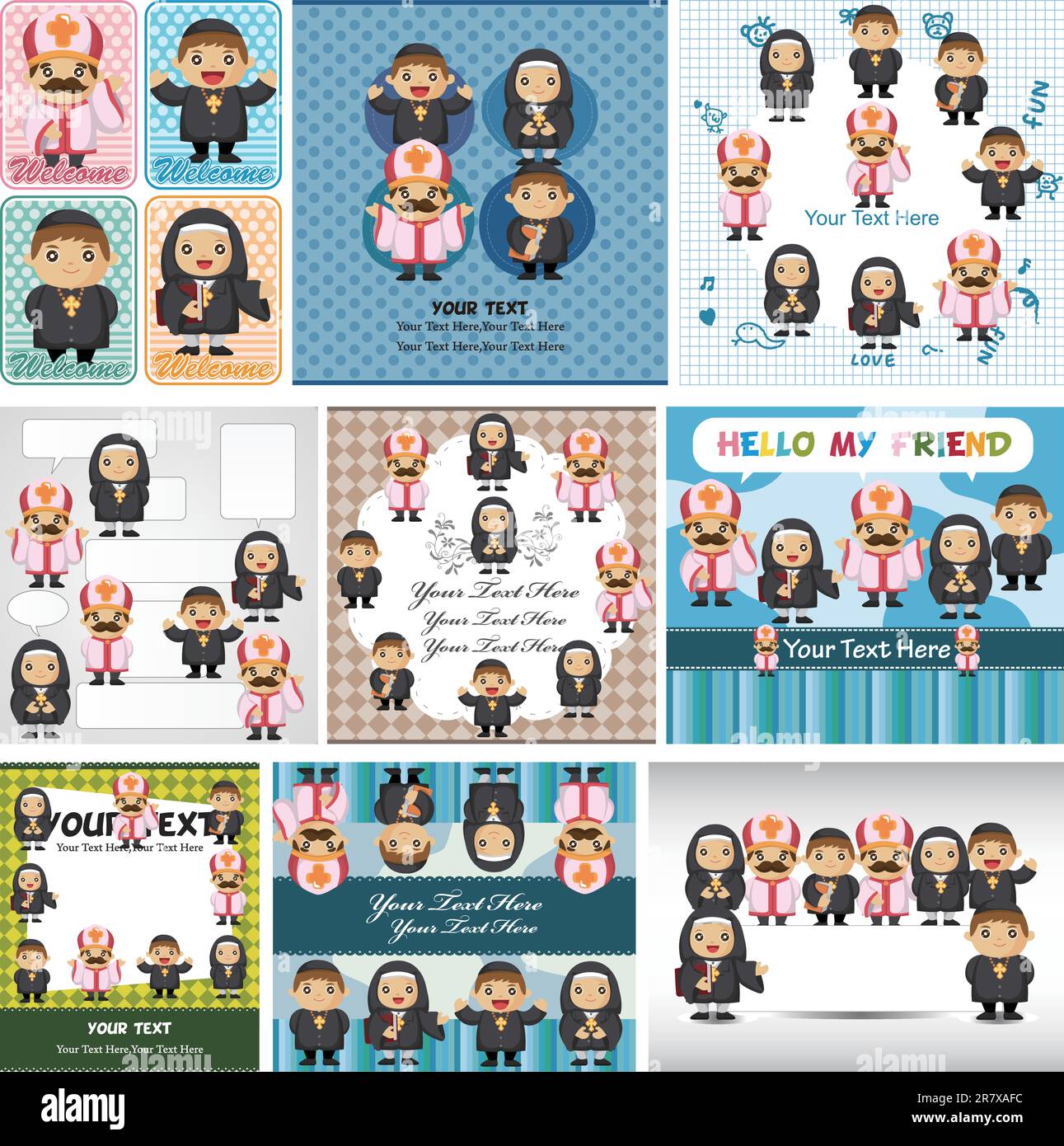 cartoon Priest and nun card Stock Vector Image & Art - Alamy