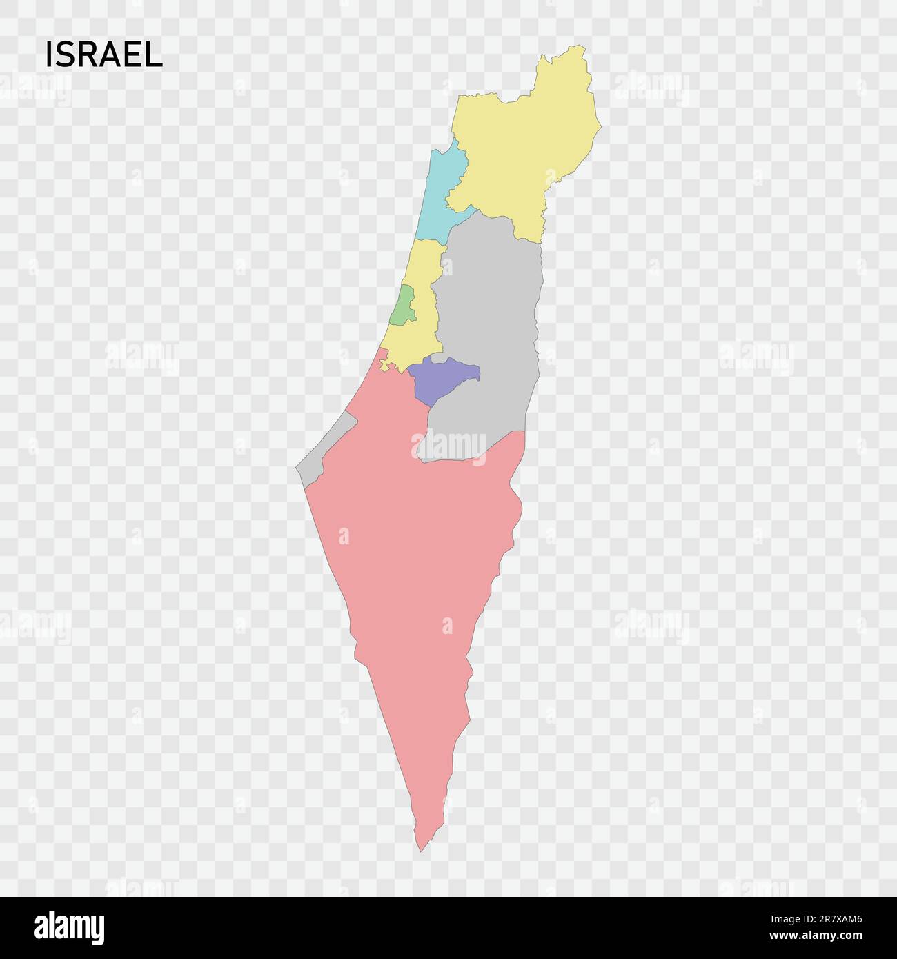 Isolated colored map of Israel with borders of the regions Stock Vector ...