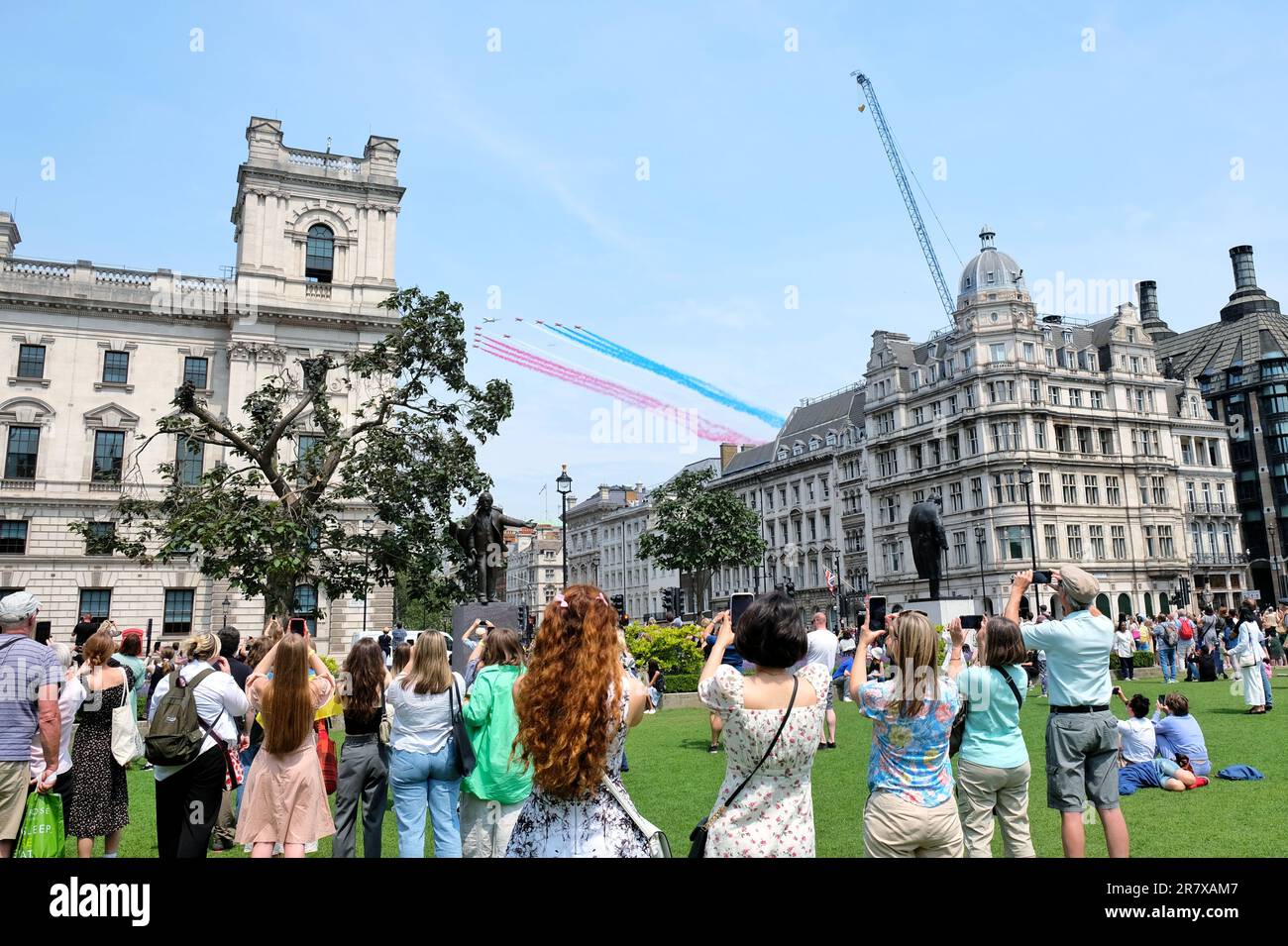 London, UK. 17th June, 2023. Members of the public on parliament Square ...
