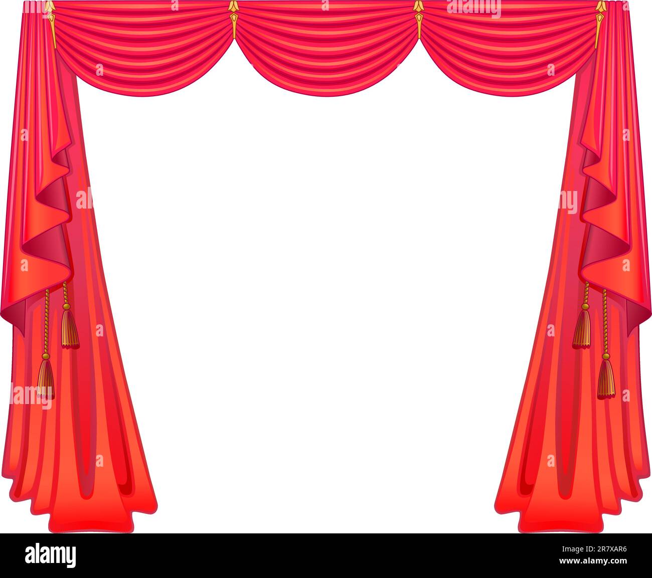 Scarlet curtains isolated on white background Stock Vector Image & Art ...