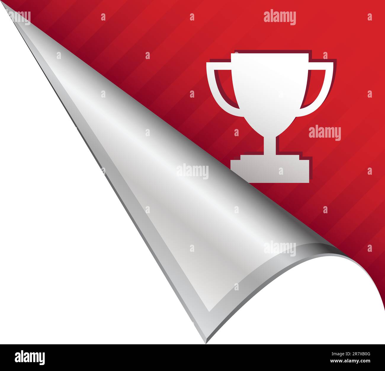 Trophy or award icon on vector peeled corner tab suitable for use in ...
