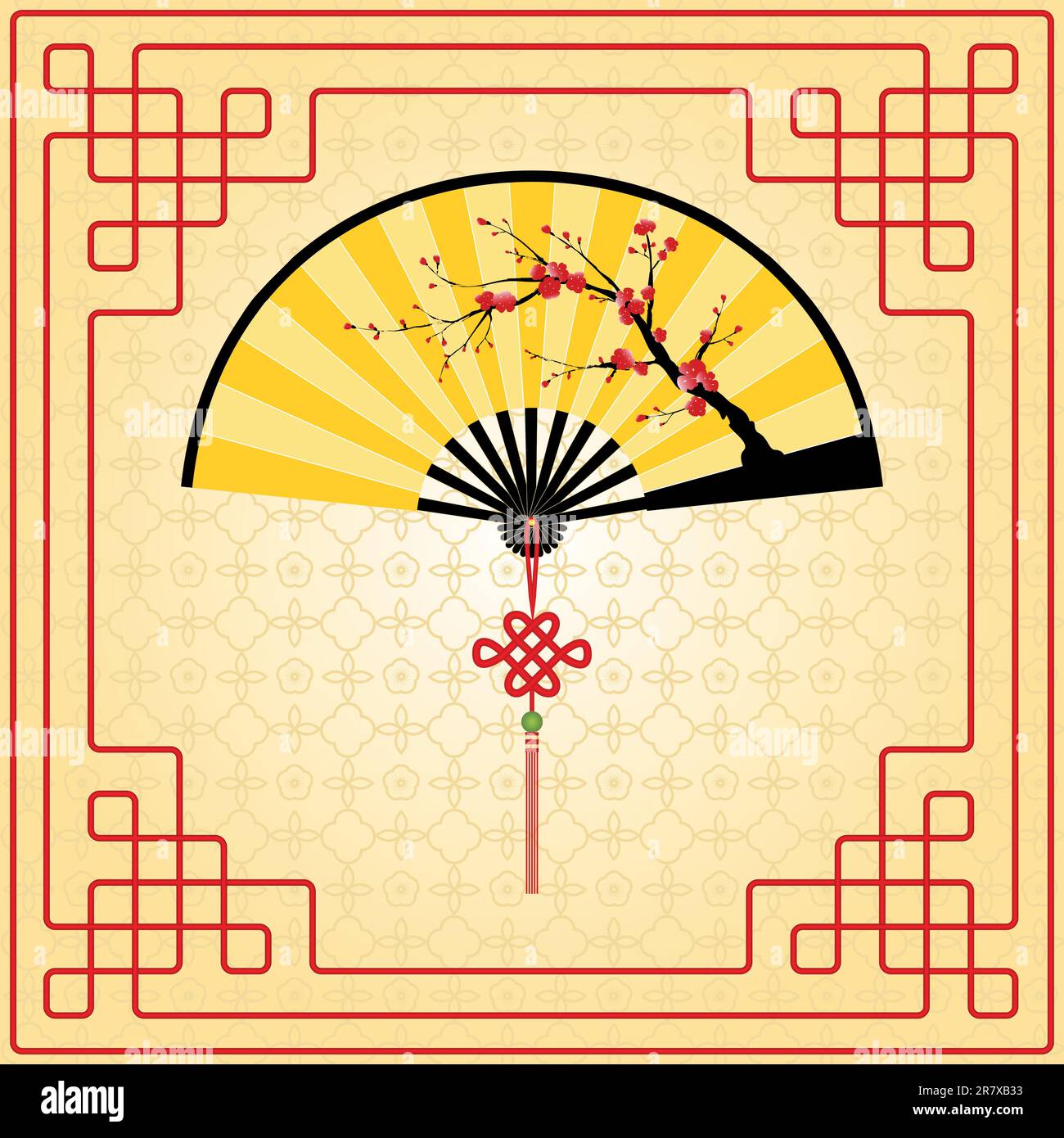 Folding fan painting Stock Vector Images - Alamy