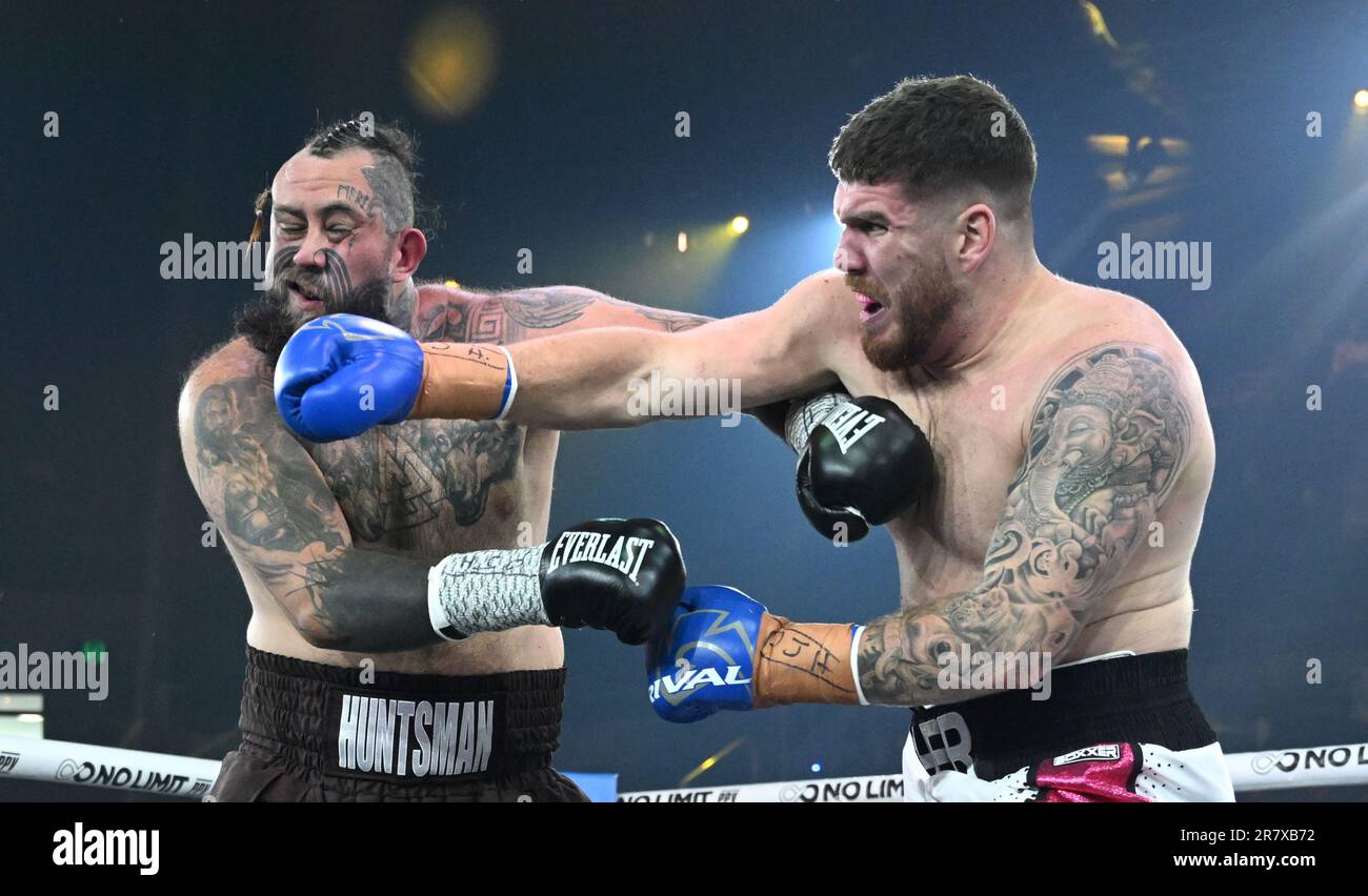 Gold Coast, Australia. 18th June, 2023. Troy Pilcher (right) lands a ...