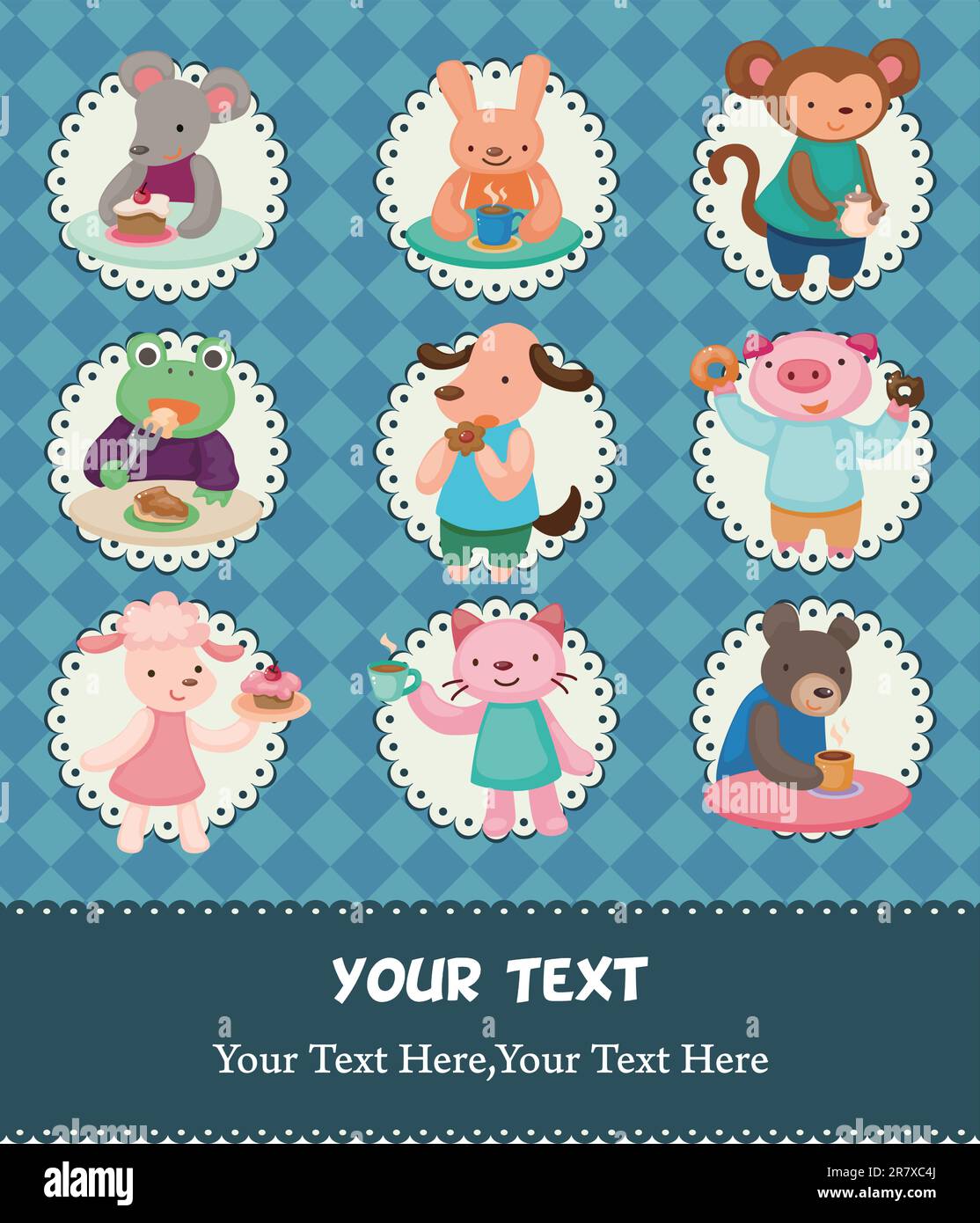 cartoon animal tea time card Stock Vector Image & Art - Alamy