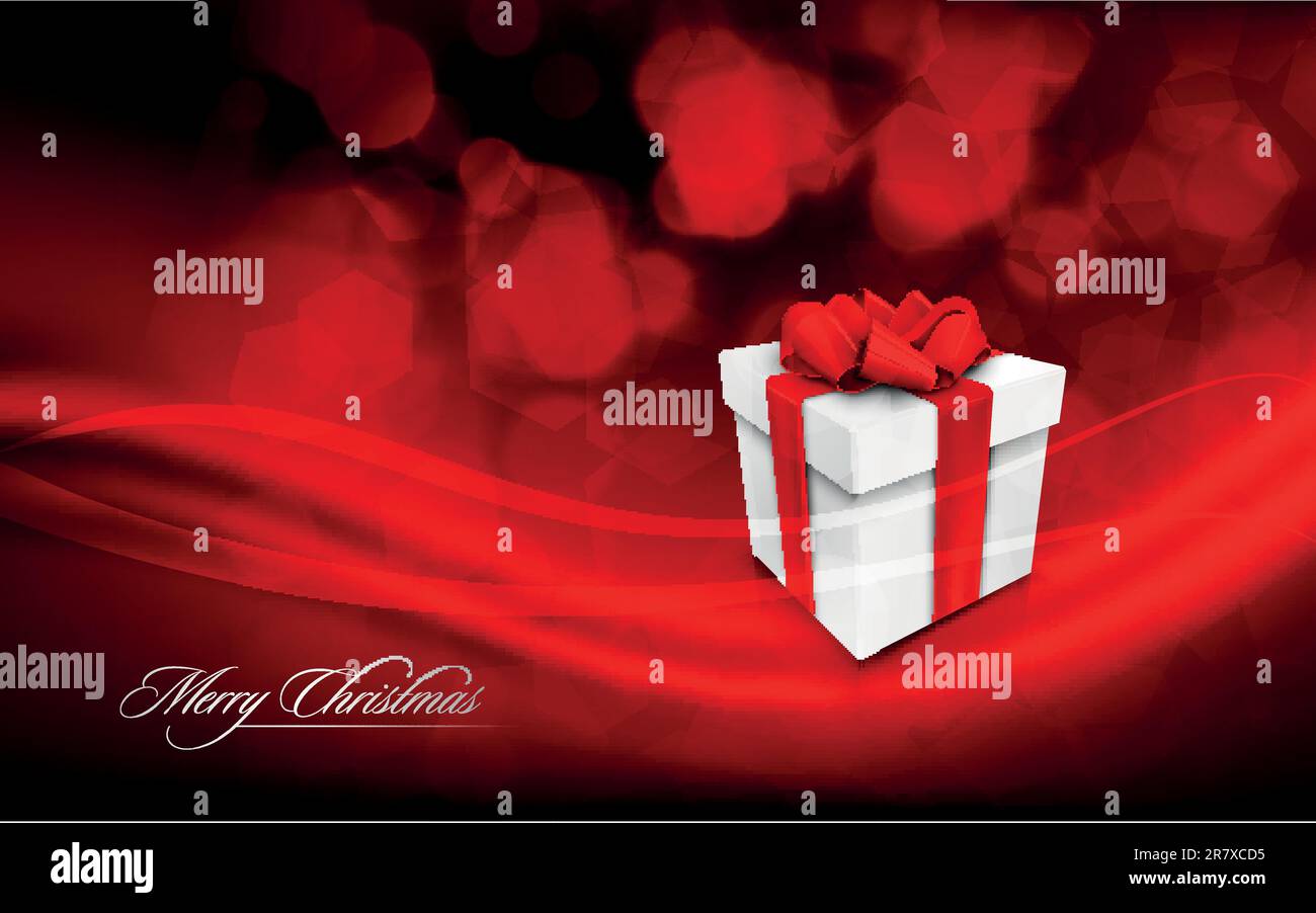 Deep Red Christmas Greeting Gift Box and Ribbon Bouque| EPS10 Vector ...