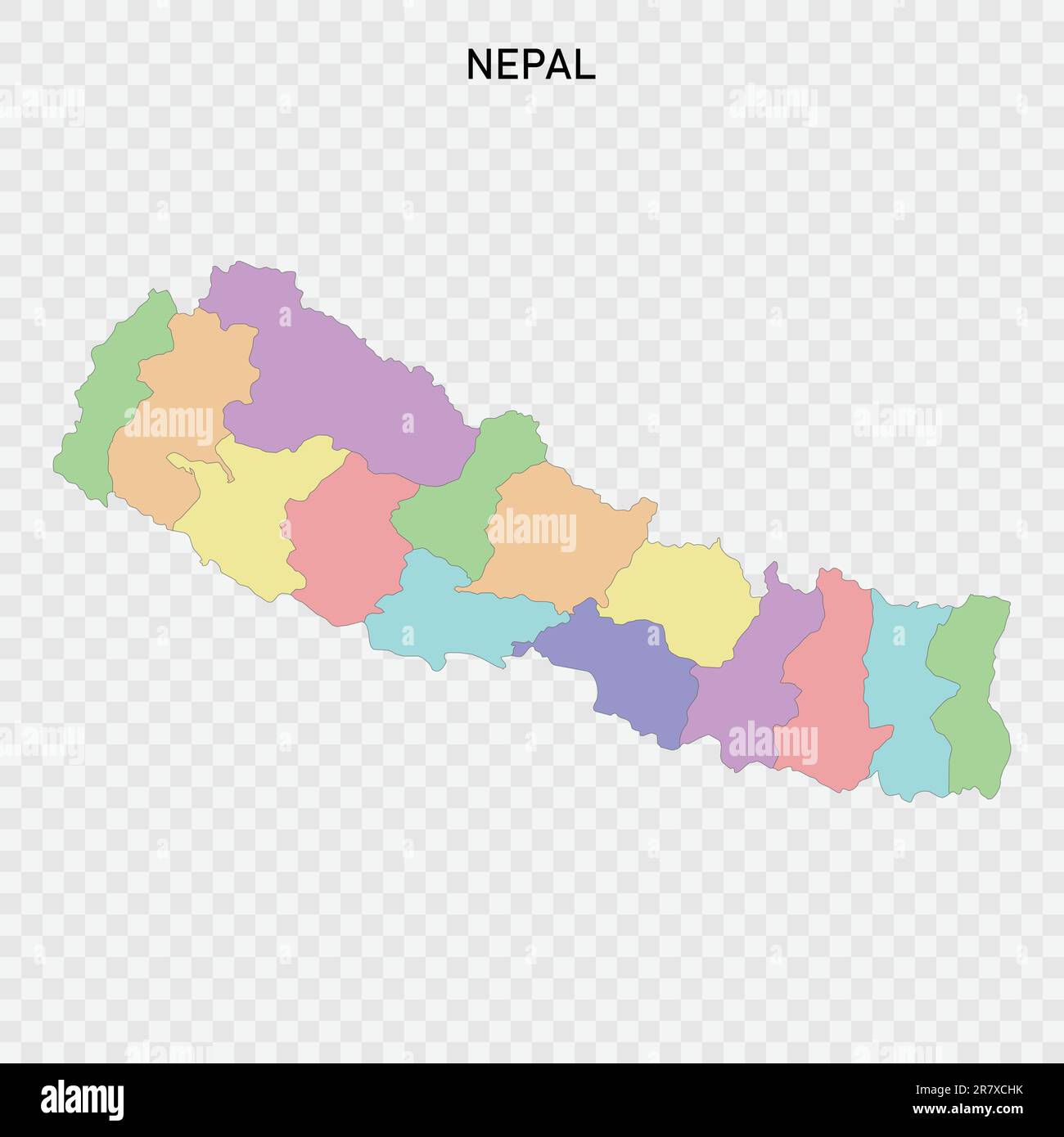 Isolated colored map of Nepal with borders of the departments Stock ...