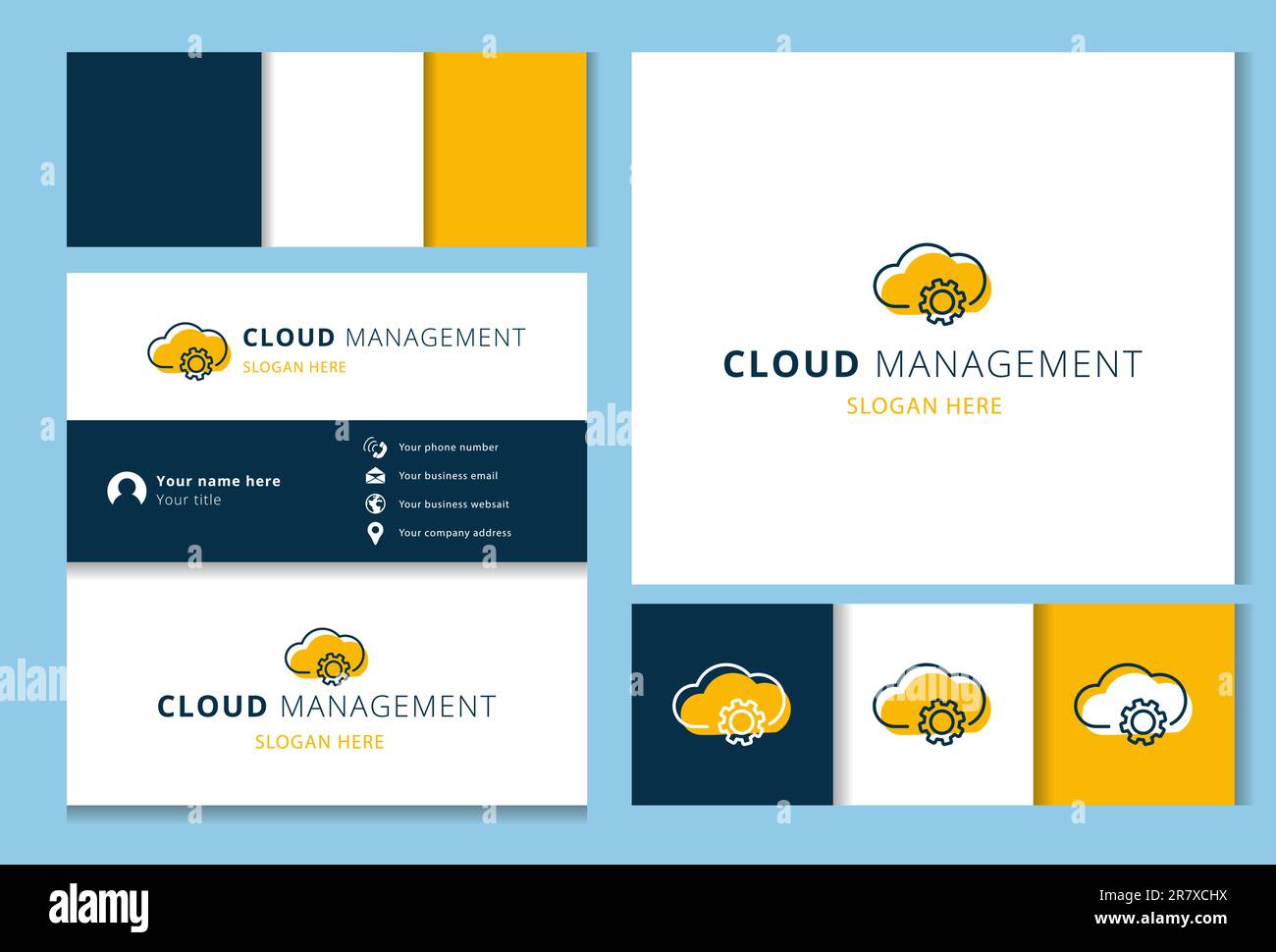 Cloud management logo design with editable slogan. Branding book and ...