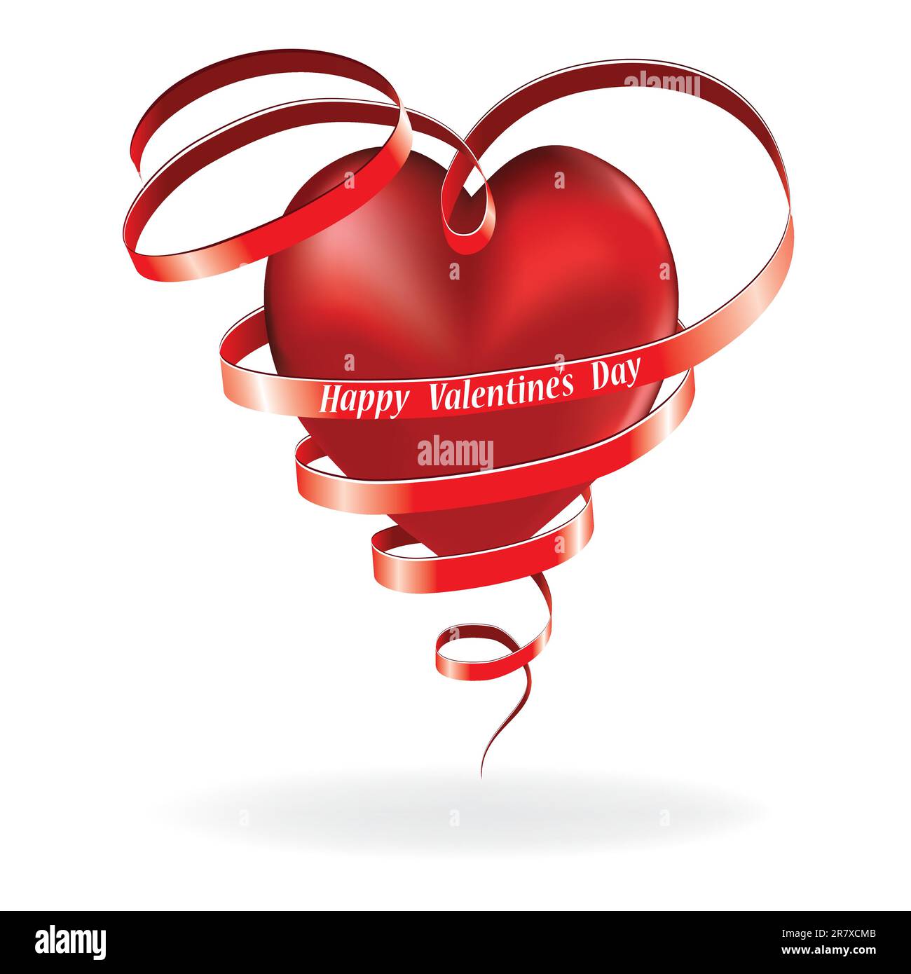 Heart love card, valentine day, background with ribbon, vector ...