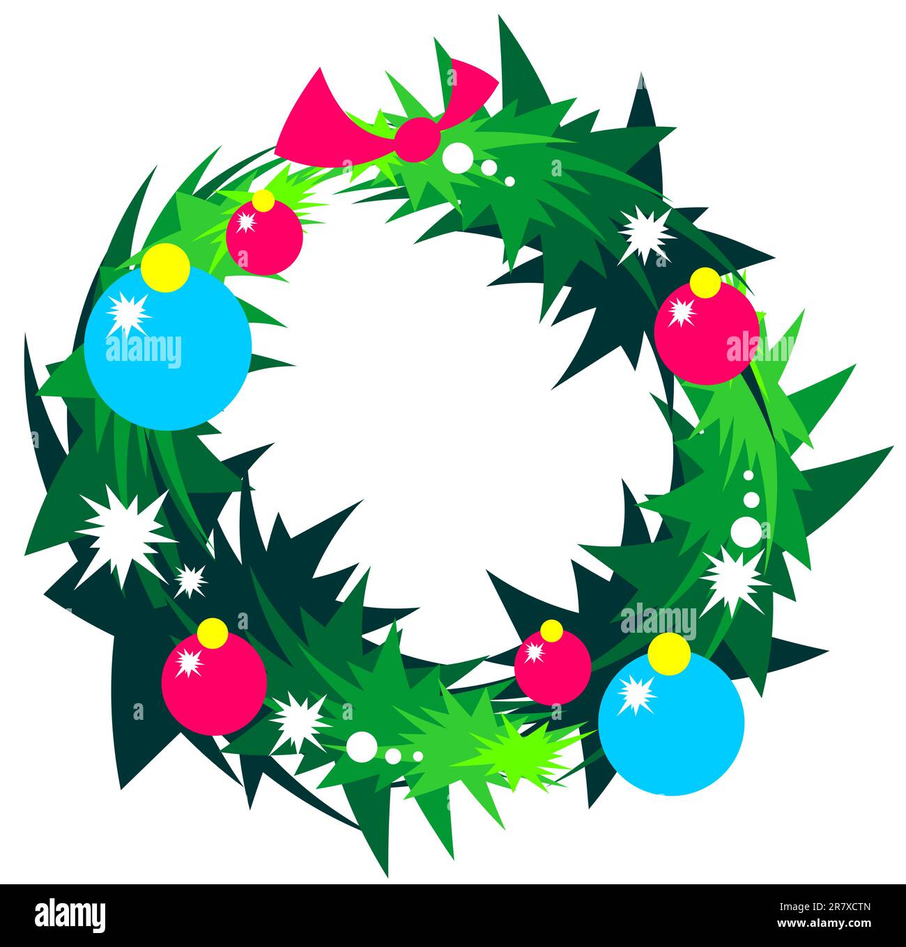 Stylized Christmas wreath on a white background. Christmas illustration ...