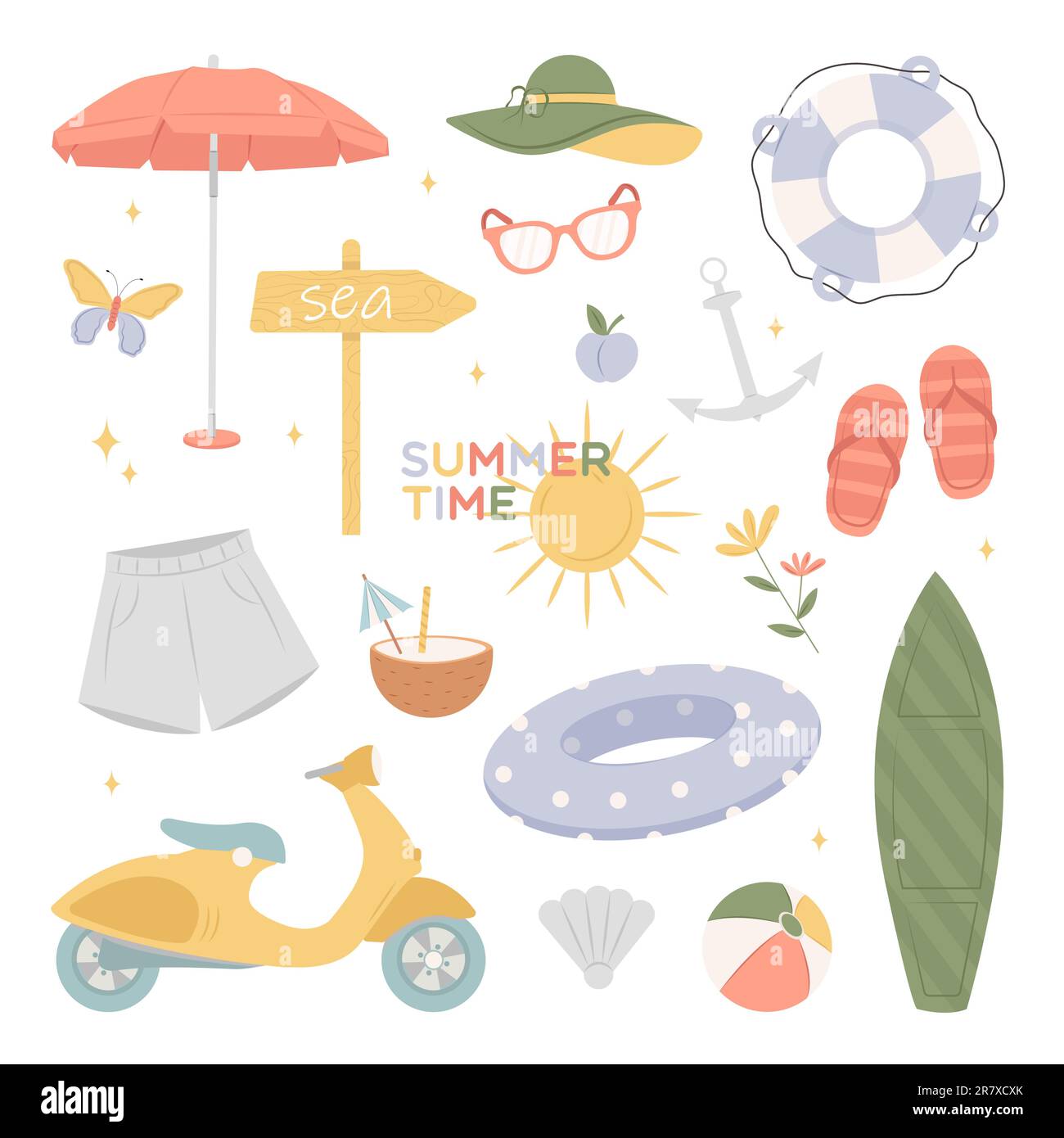 Collection of summer beach elements Stock Vector Image & Art - Alamy