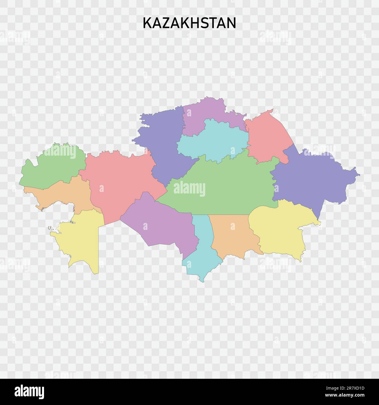 Isolated colored map of Kazakhstan with borders of the regions Stock ...