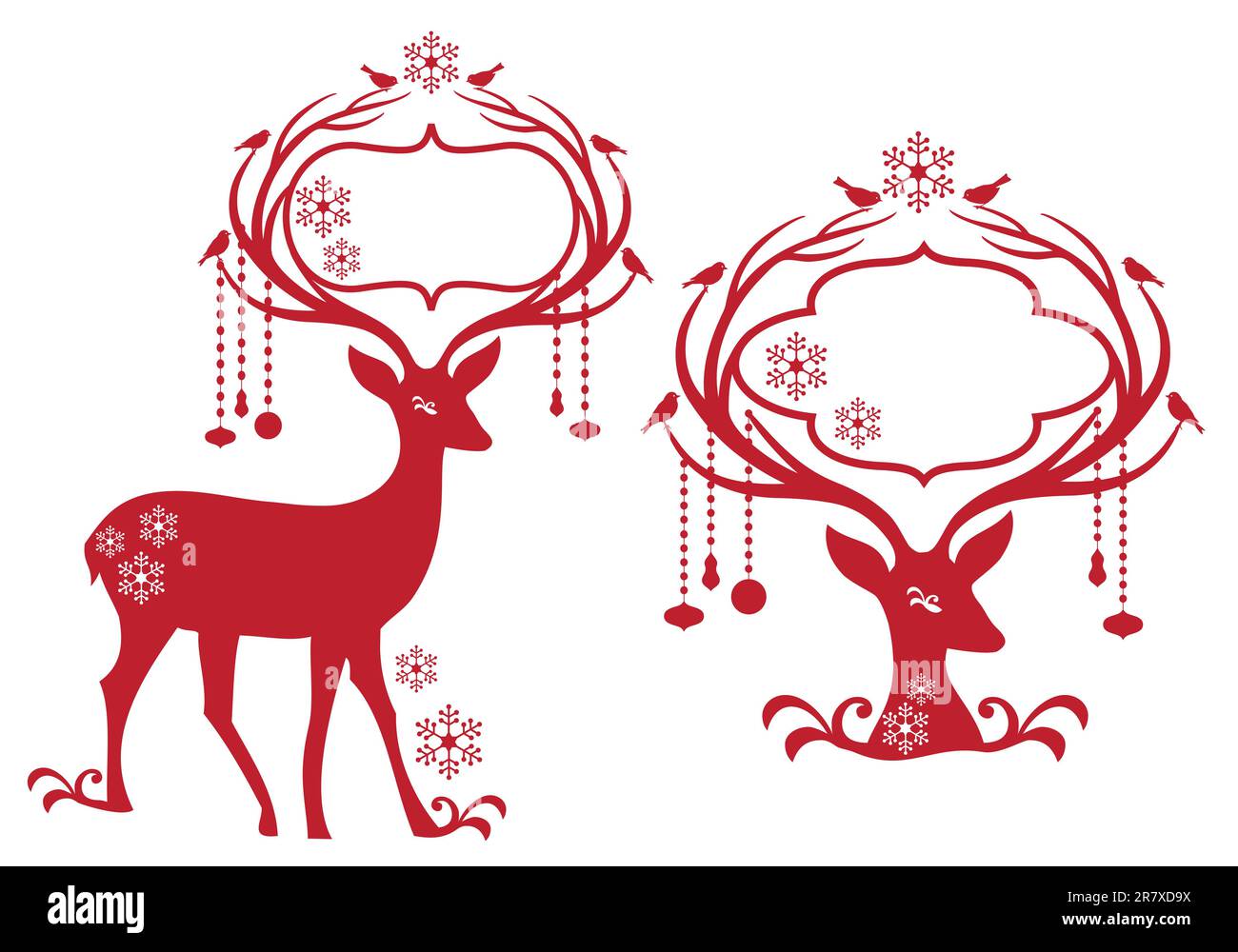 reindeer with blank christmas frame, vector background Stock Vector ...