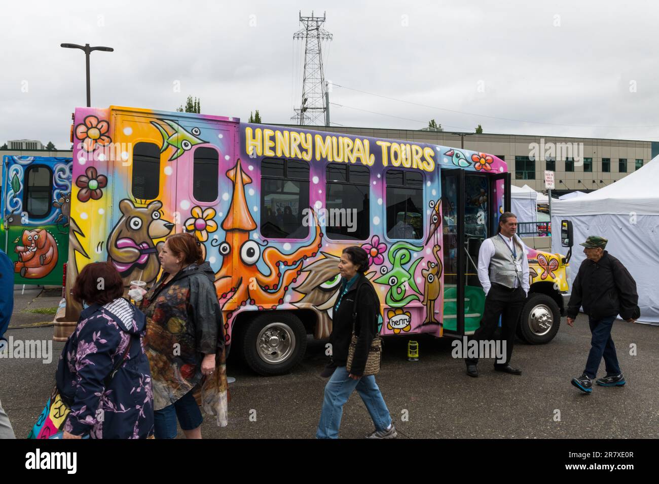 Seattle, USA. 17 Jun, 2023. Ryan Henry Ward Mural Tour bus at the ...