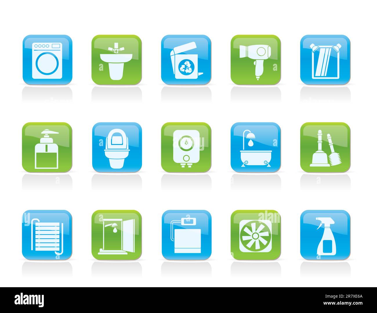 Bathroom and toilet objects and icons - vector icon set Stock Vector ...