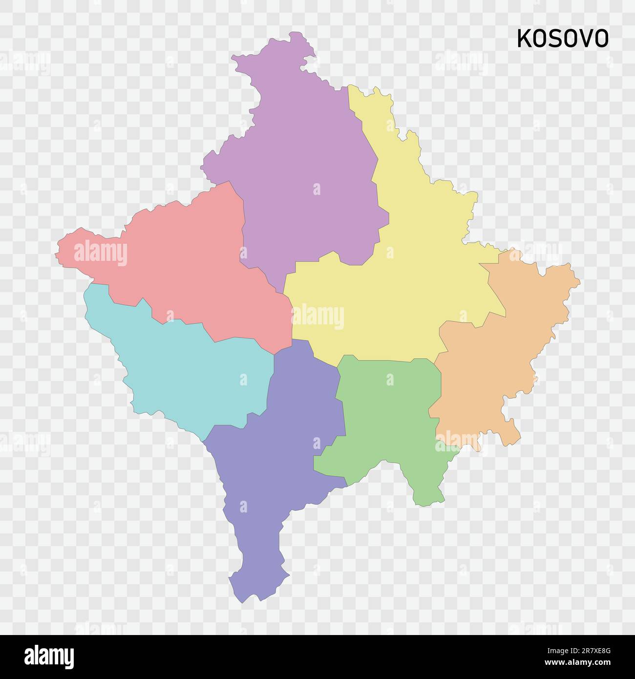 Isolated colored map of Kosovo with borders of the regions Stock Vector ...