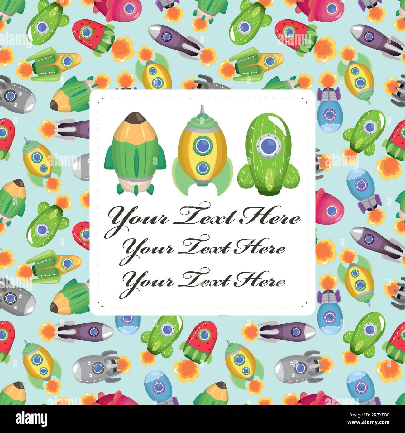 cartoon spaceship card Stock Vector Image & Art - Alamy