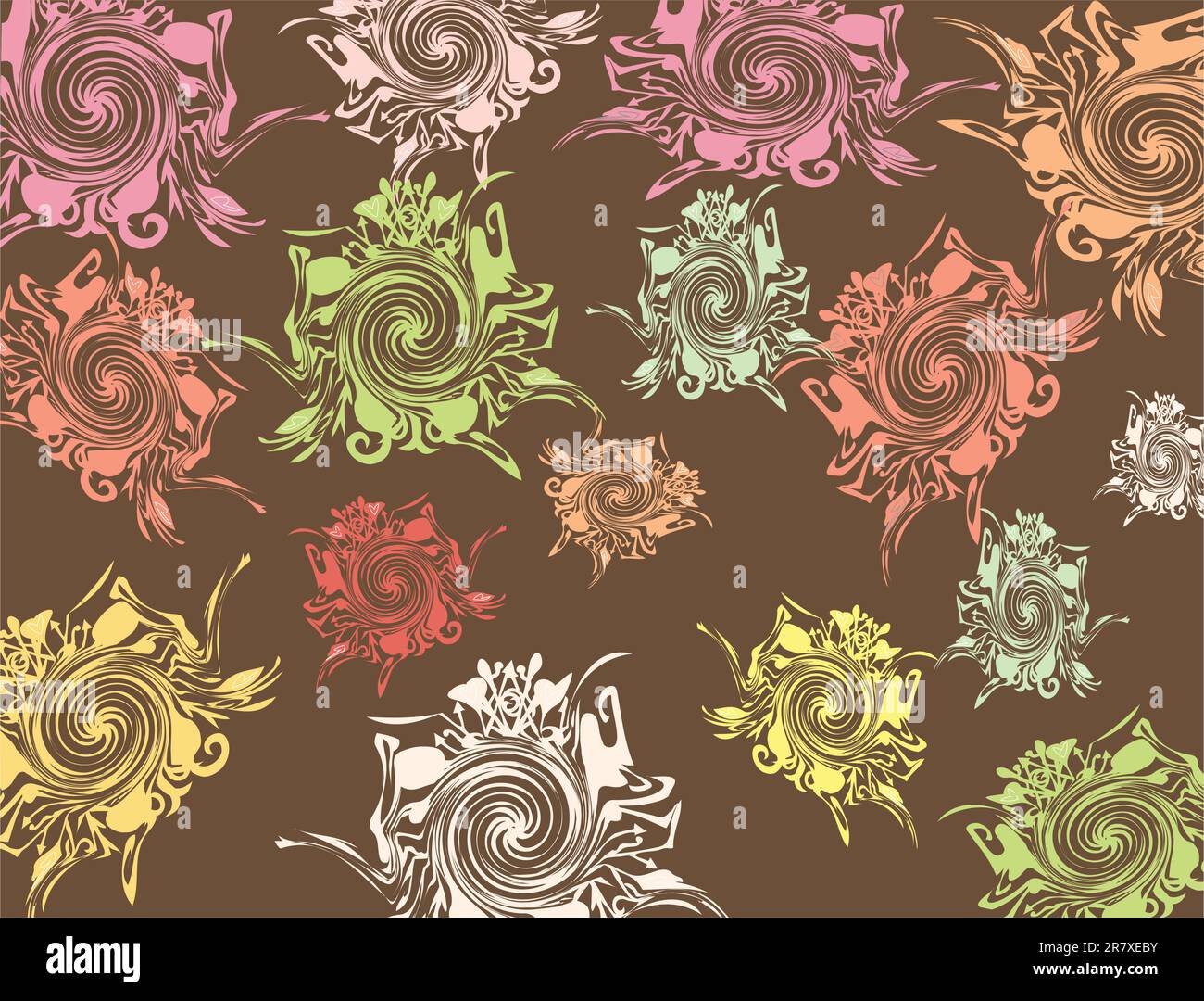 Brown background with varicoloured elements, vector, illustration Stock ...