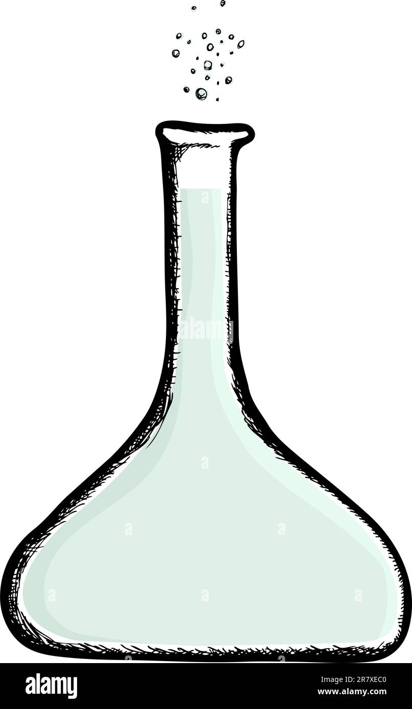 Illustration of a laboratory beaker with bubbles floating up Stock ...