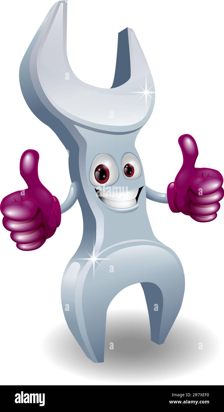 A wrench cartoon character giving a double thumbs up Stock Vector Image ...