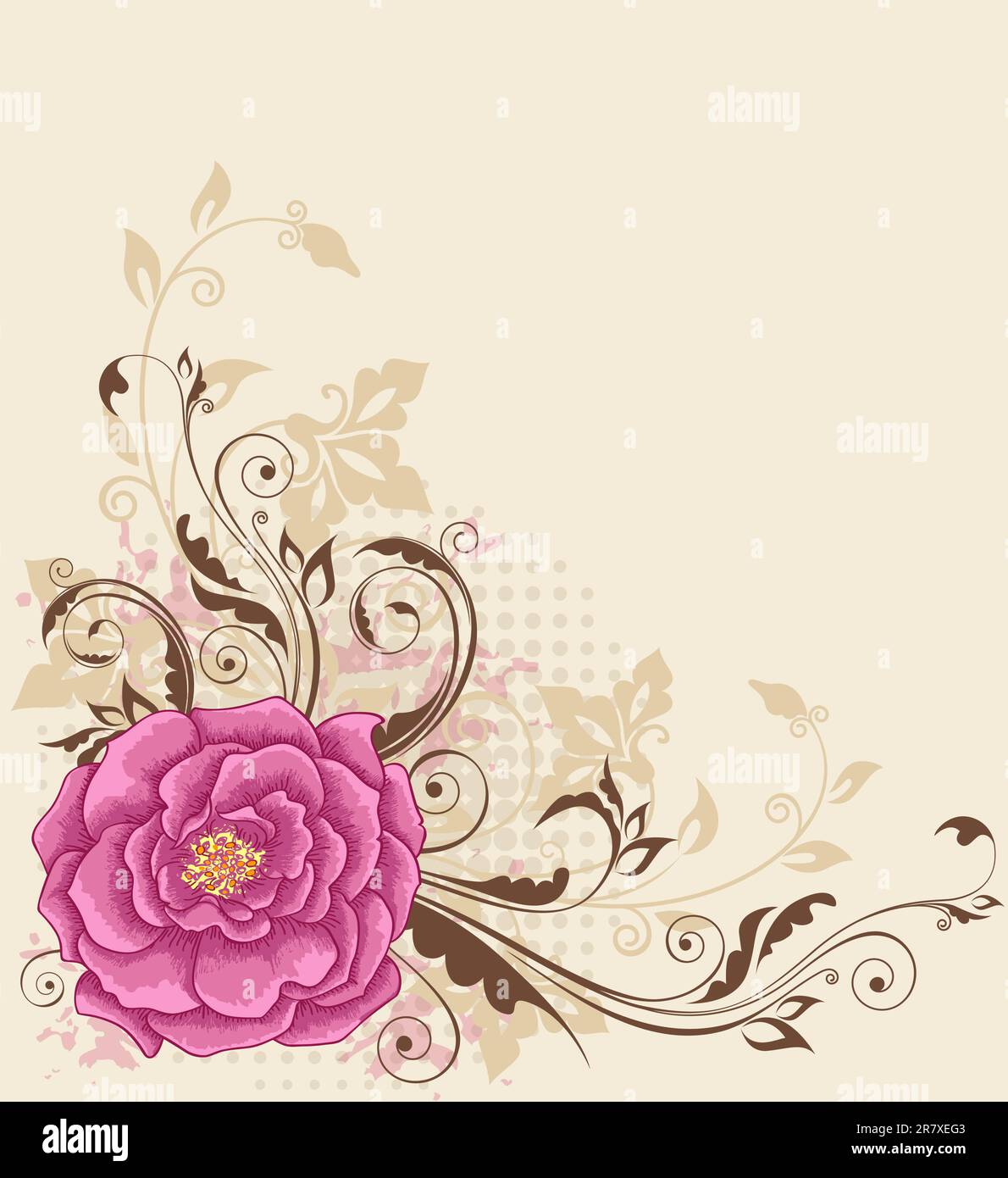 vector floral background with pink rose Stock Vector Image & Art - Alamy