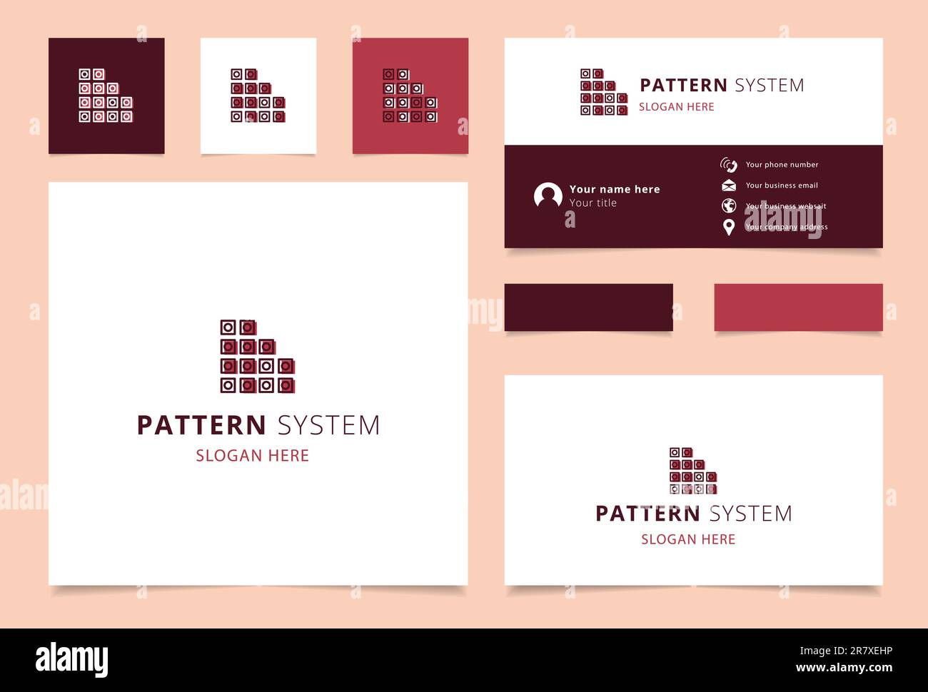Pattern system logo design with editable slogan. Branding book and ...