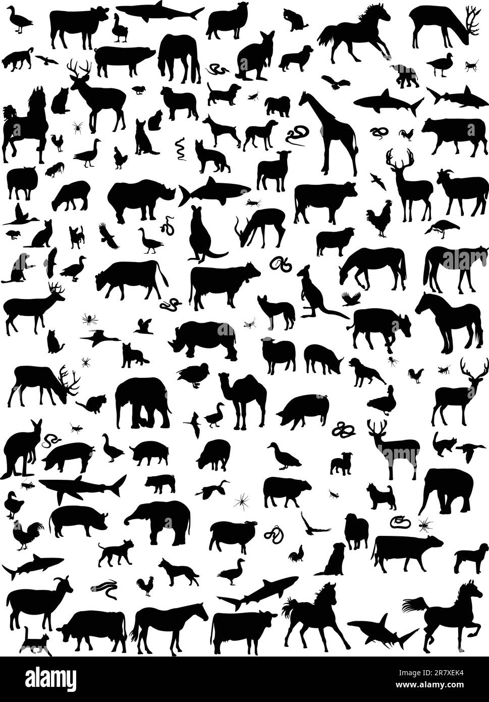 Collection of mix animals silhouette - vector Stock Vector Image & Art ...