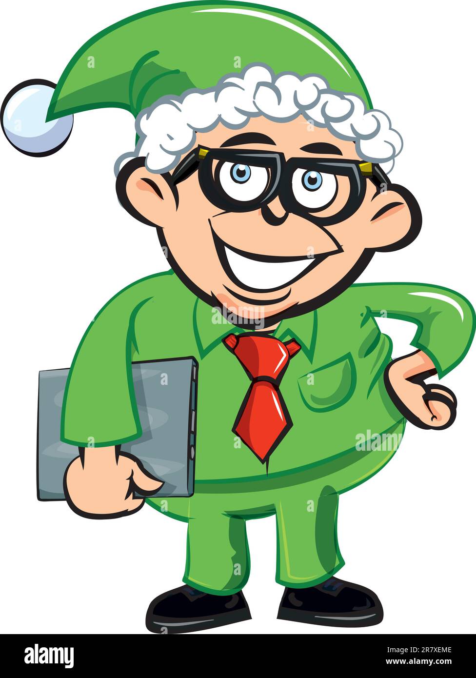 Cartoon of Santas helper office worker. Isolated on white Stock Vector ...