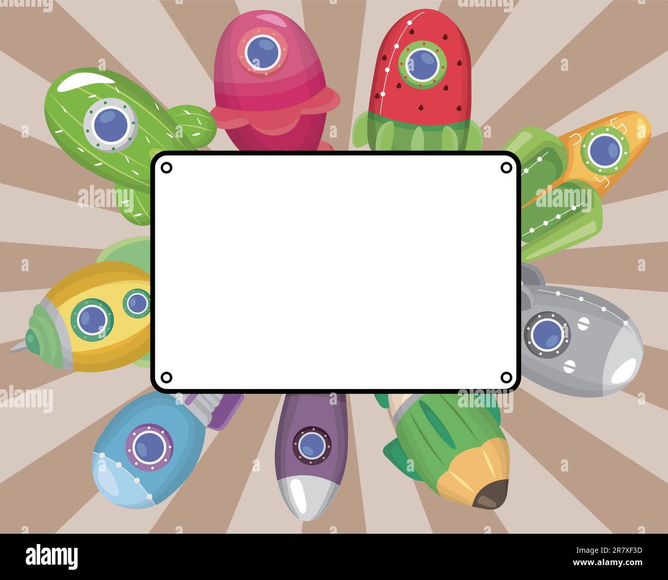 cartoon spaceship card Stock Vector Image & Art - Alamy