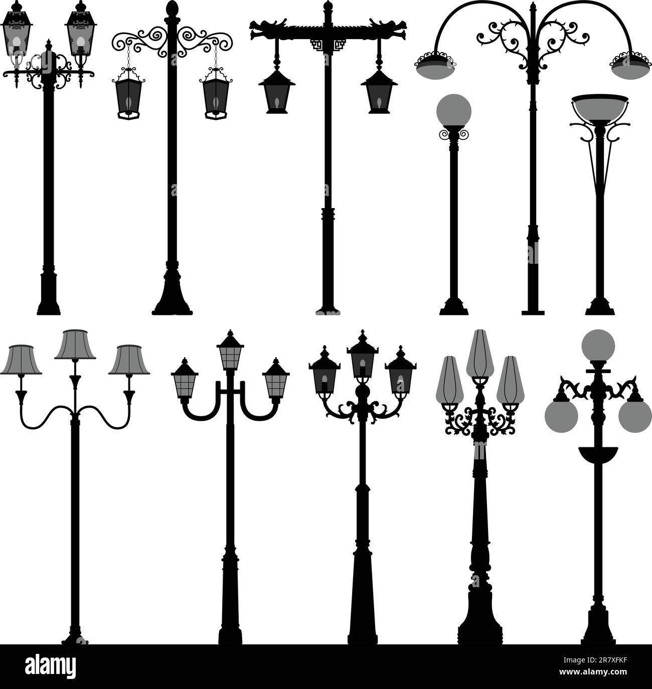 A set of ancient lamppost design Stock Vector Image & Art - Alamy