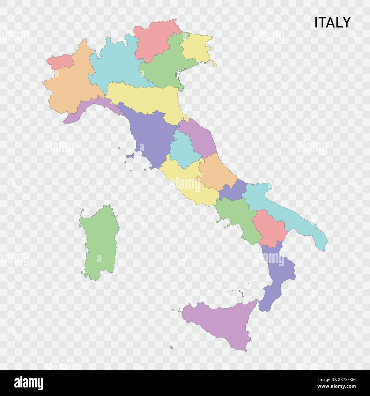 Isolated colored map of Italy with borders of the regions Stock Vector ...