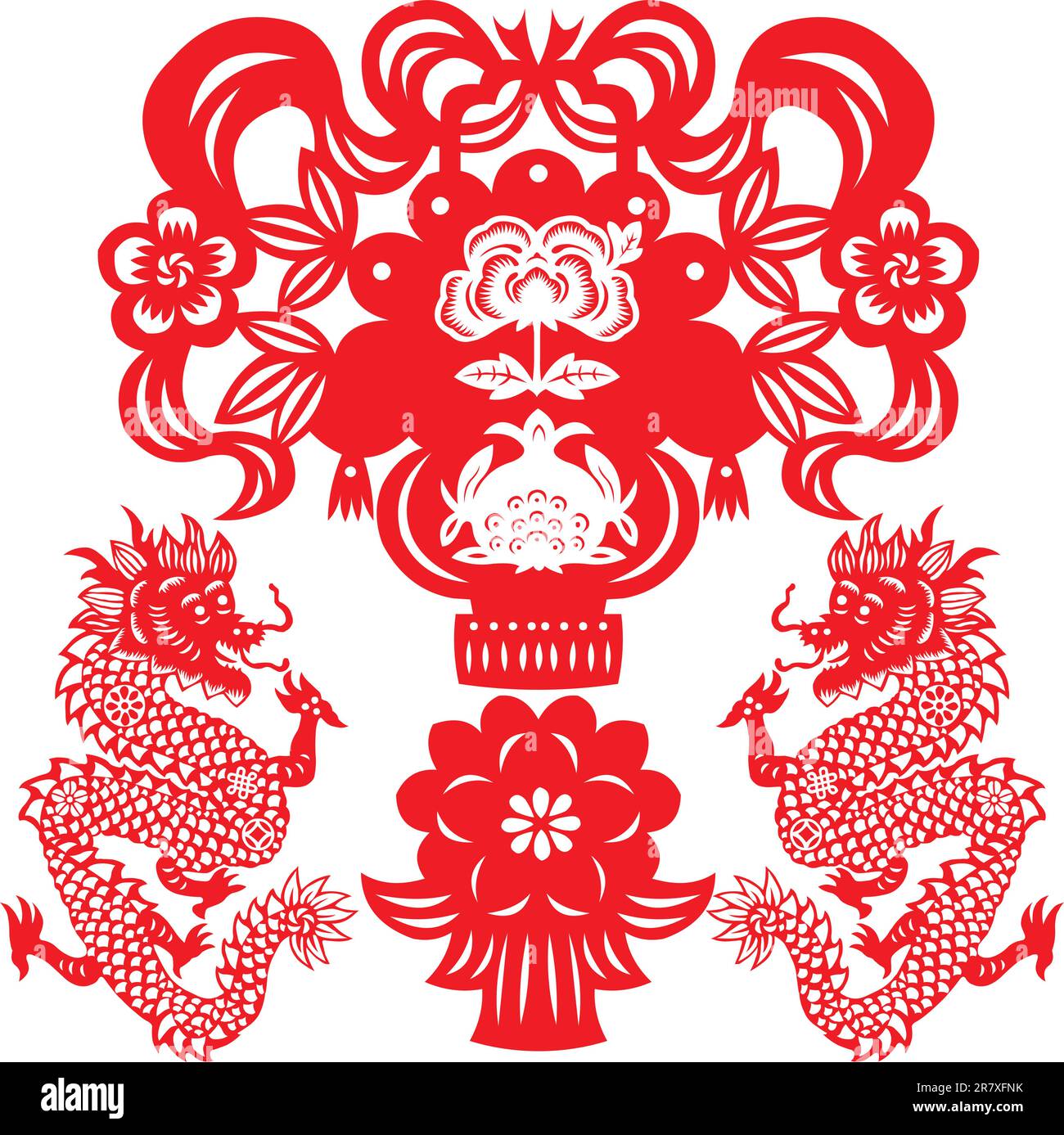 Traditional paper cut of a dragon.(fifth of Chinese Zodiac Stock Vector ...