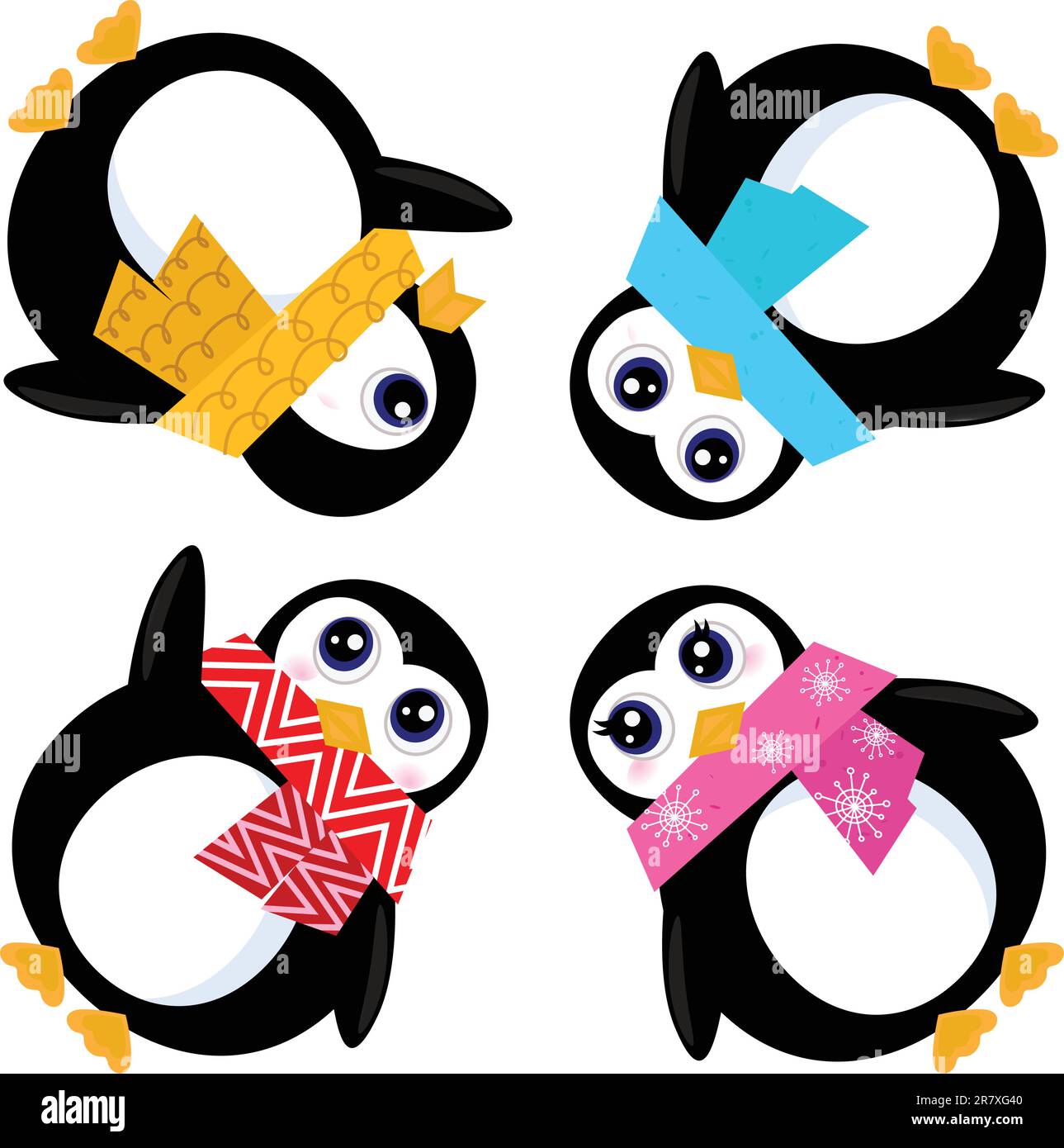 Cute stylized Penguins. Vector cartoon Illustration Stock Vector Image ...