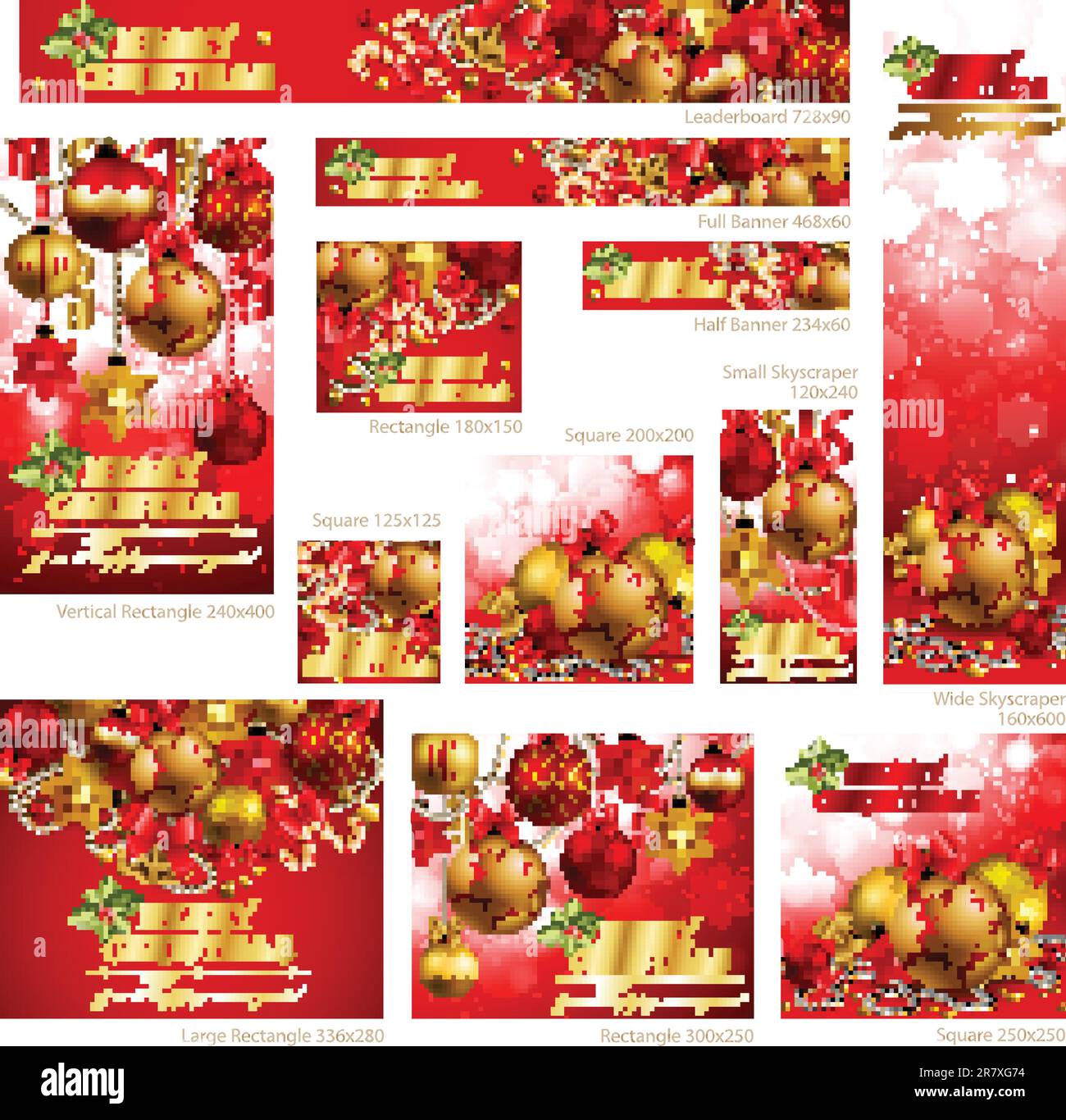 Collection of Christmas banners with baubles and place for text. Vector ...
