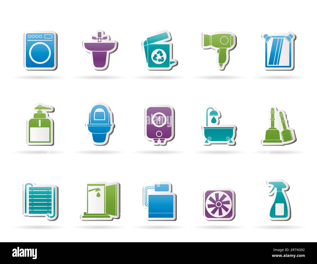 Bathroom and toilet objects and icons - vector icon set Stock Vector ...