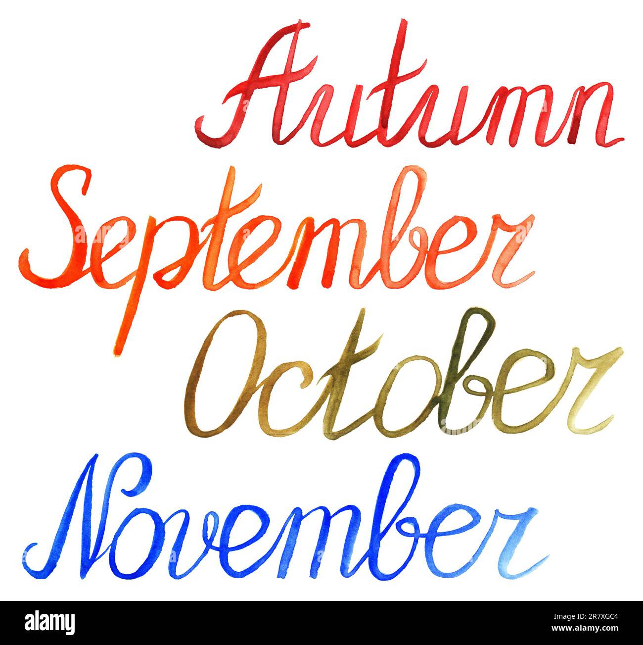Autumn month september october november season typographic set Stock ...