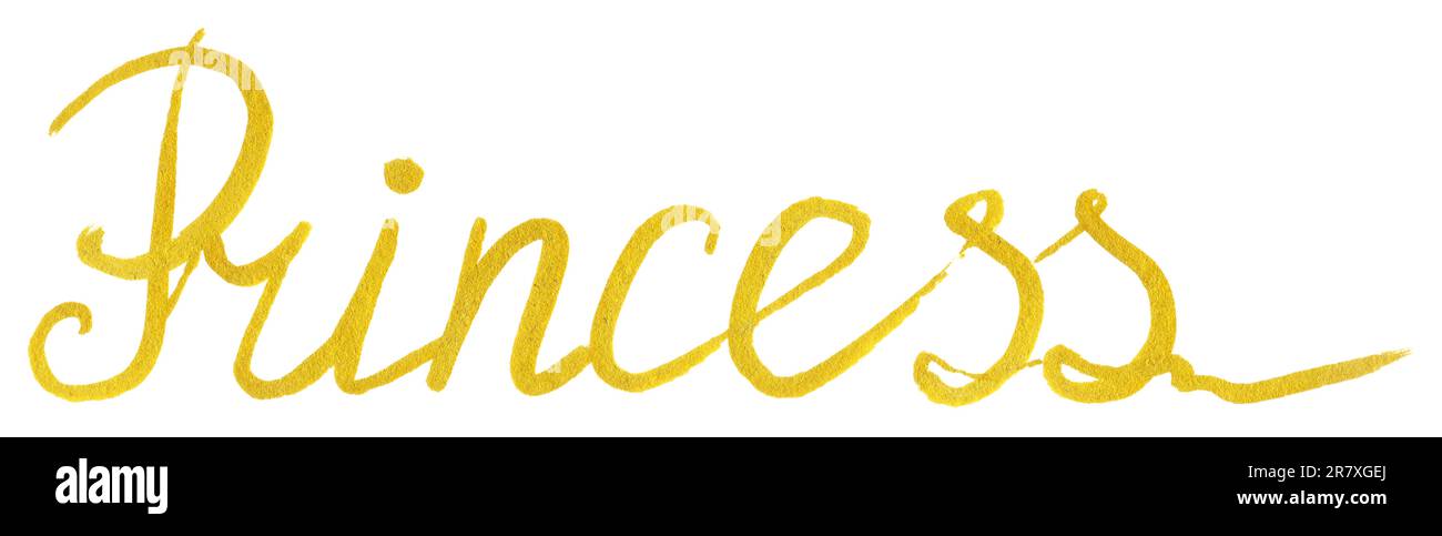 Princess gold golden word lettering typography isolated Stock Photo - Alamy