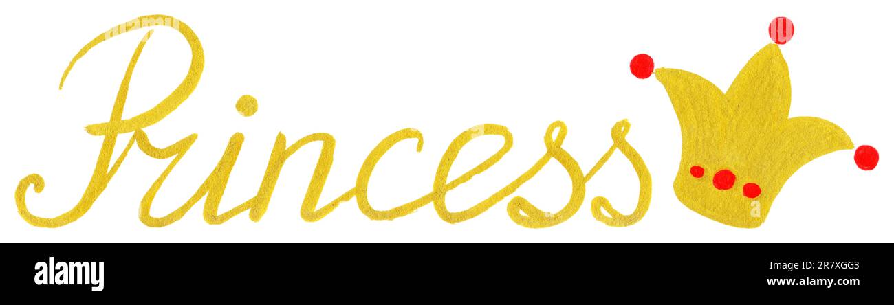 Princess crown gold golden word typographic lettering isolated Stock ...