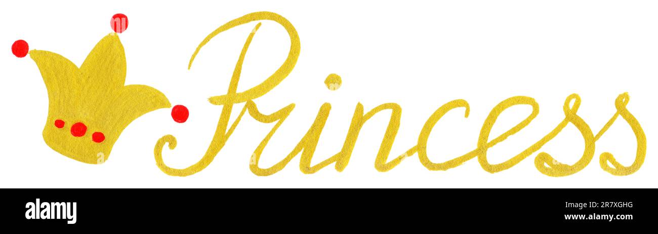 Princess crown gold golden word typographic lettering isolated Stock ...