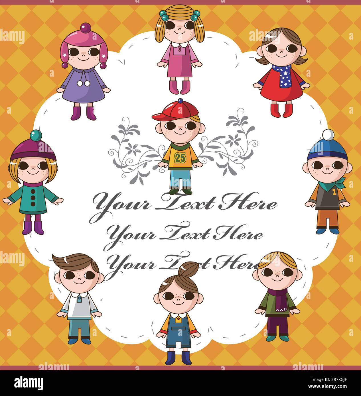winter children card Stock Vector Image & Art - Alamy