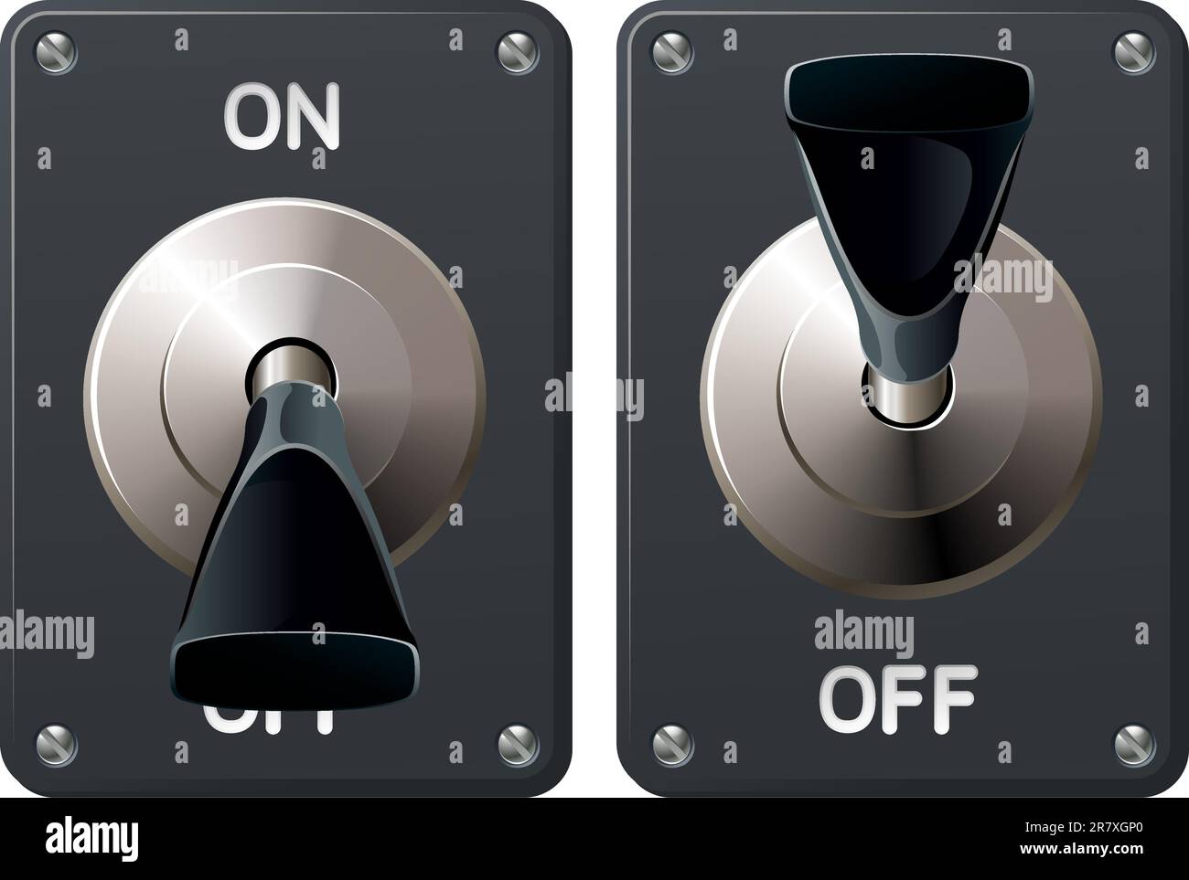 A power toggle switch in the on and off positions Stock Vector Image ...