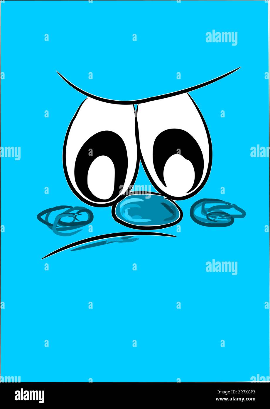 Blue background and unhappy face - simple vector Stock Vector Image ...
