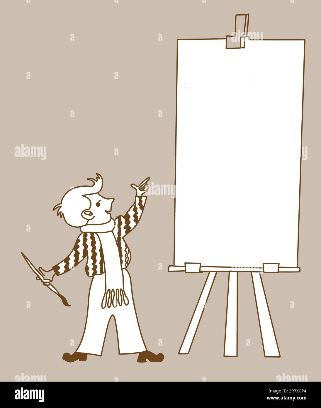 small artist on brown background, vector illustration Stock Vector ...