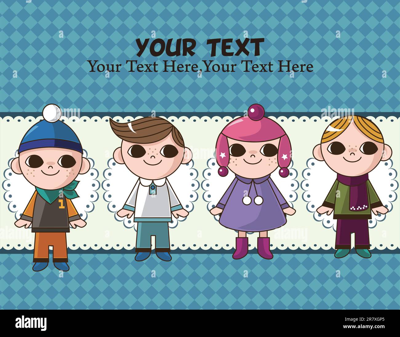 winter children card Stock Vector Image & Art - Alamy
