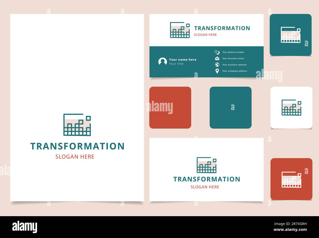 Transformation logo design with editable slogan. Branding book and ...