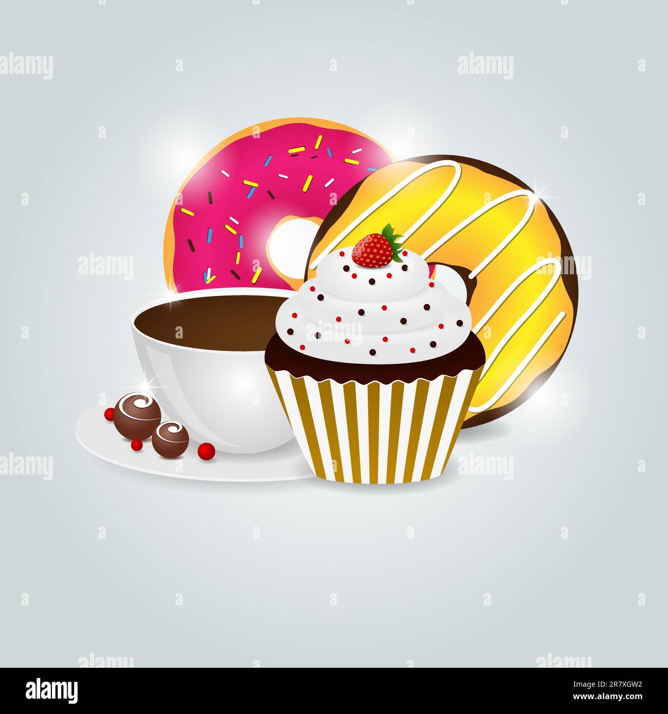 Cupcake and donut pattern Stock Vector Images - Alamy
