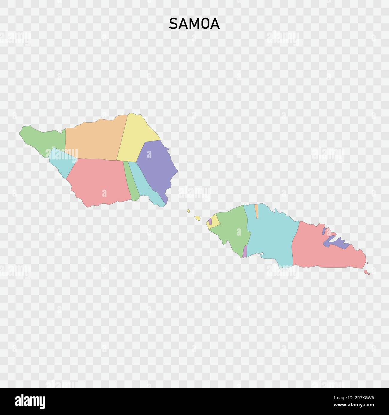 Isolated colored map of Samoa with borders of the regions Stock Vector ...