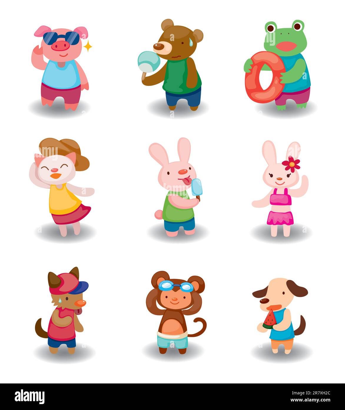 cartoon summer animal set Stock Vector Image & Art - Alamy