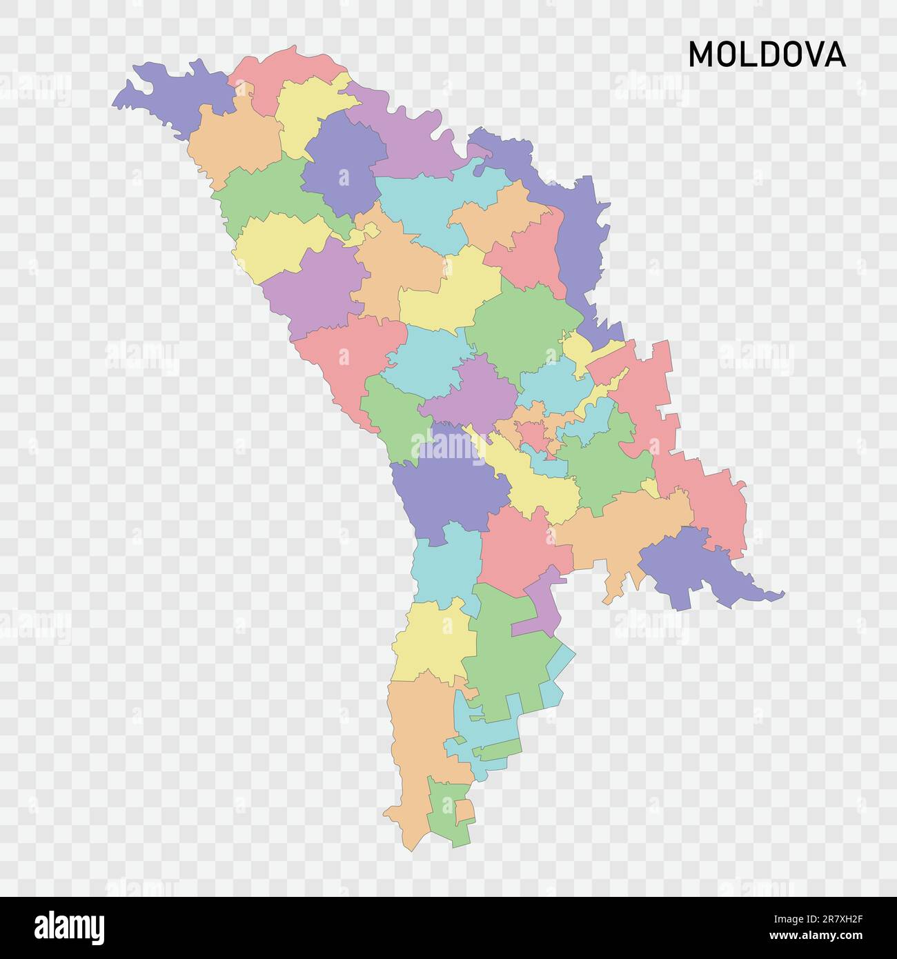 Isolated colored map of Moldova with borders of the regions Stock ...