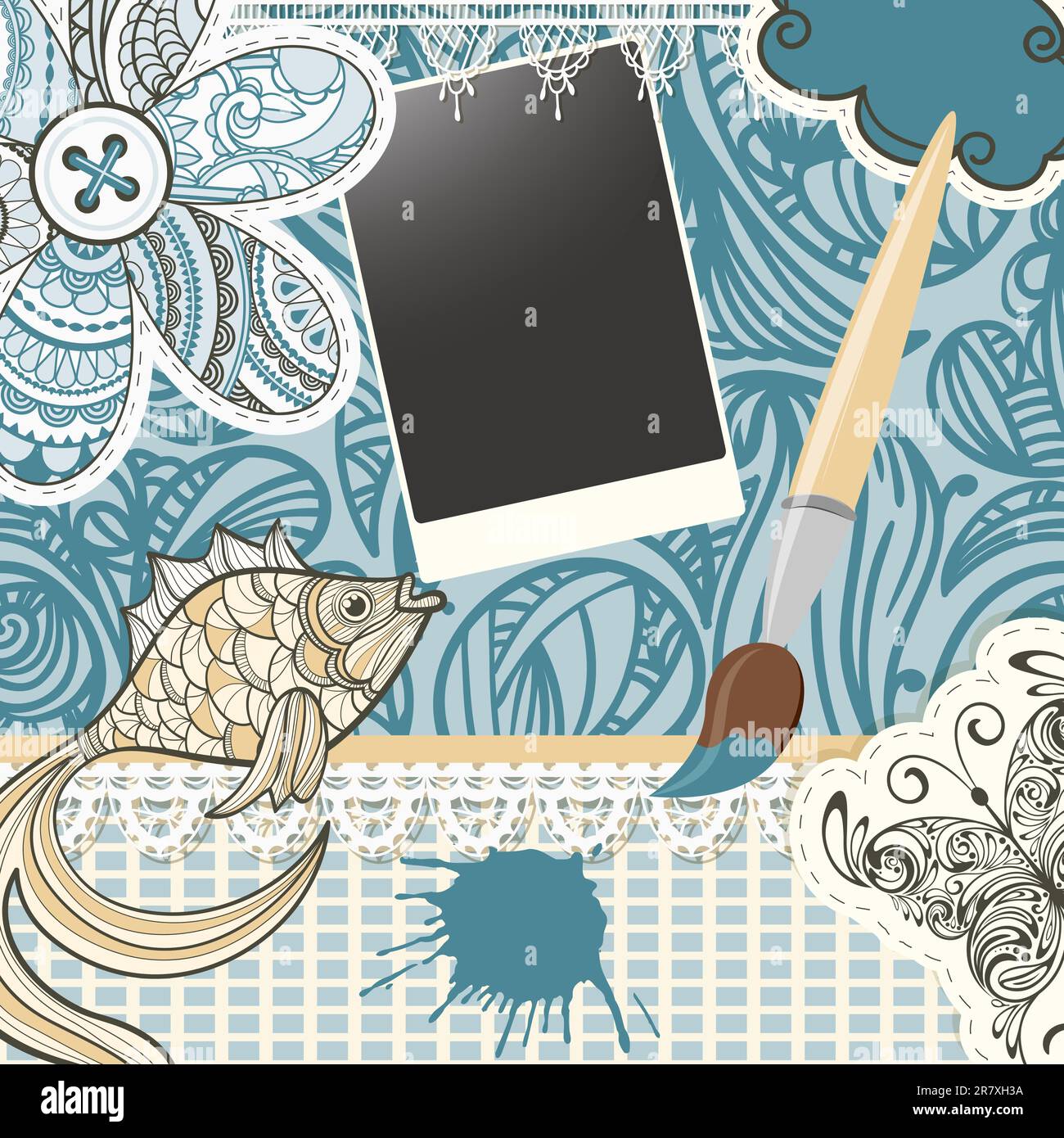 vector scrapbook design pattern on seamless background. includes ...